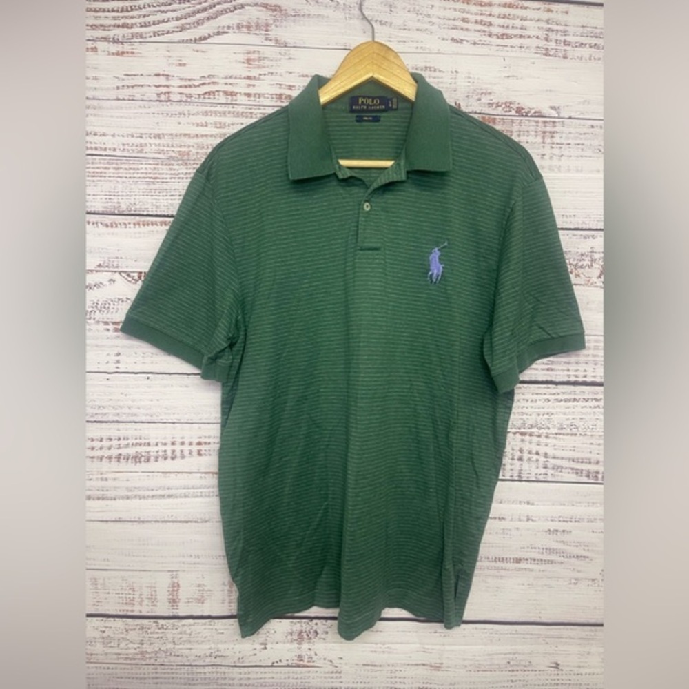 Polo Ralph Lauren Pro Fit Big Blue Pony Green Stripe … - Gem